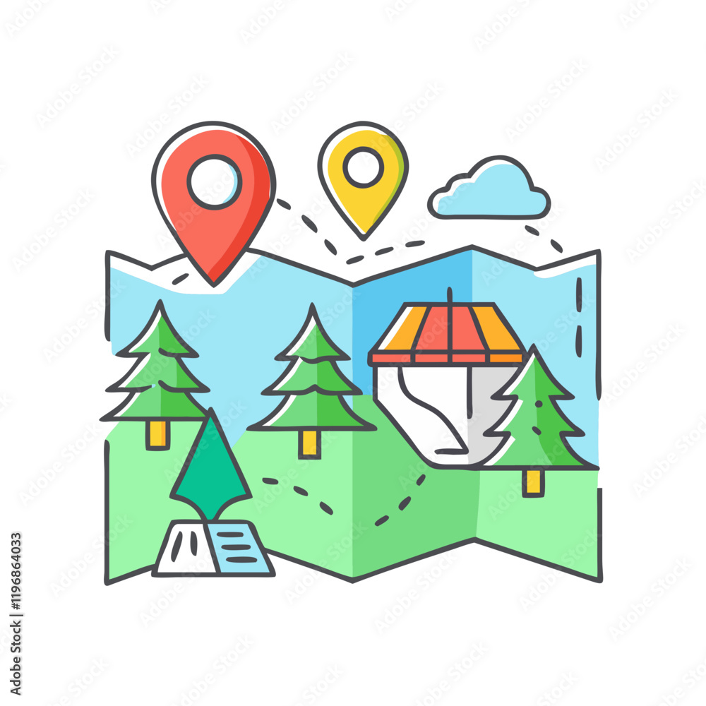 campground map vector icon, campground map vector illustration -simple ...