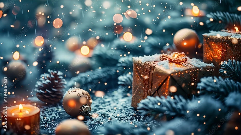 Winter Wonderland: A magical Christmas tableau with softly falling snow ...