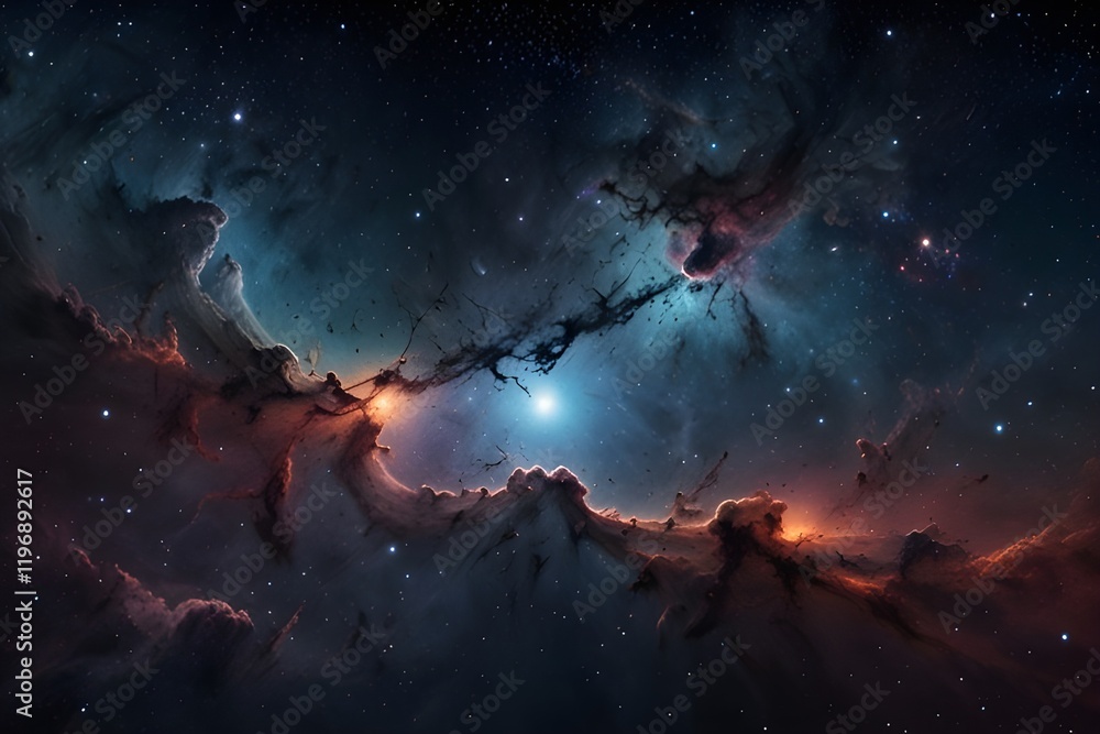360 degree space background with nebula and stars, equirectangular ...