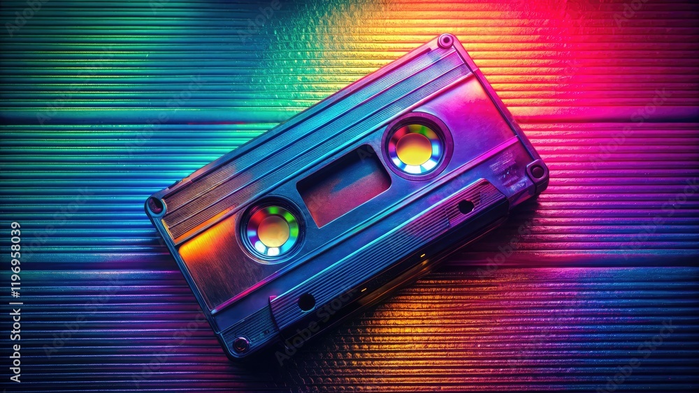 Macro close-up of a vintage VHS cassette, showcasing 80s aesthetic ...