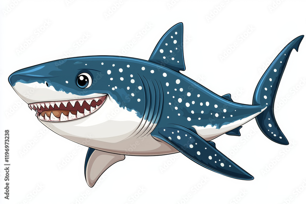 Smiling spotted shark cartoon illustration. Stock Illustration | Adobe ...