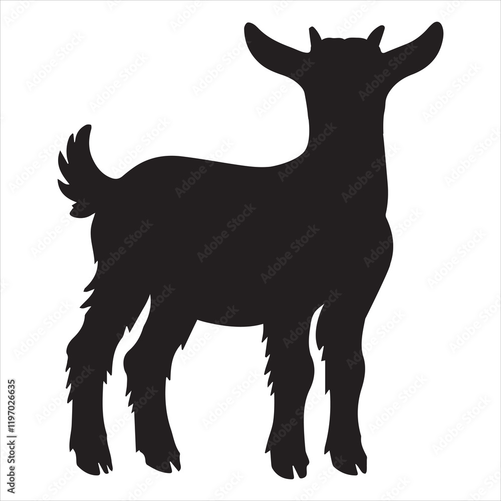 Goat standing silhouette vector illustration, ‎Domestic Goat animal ...