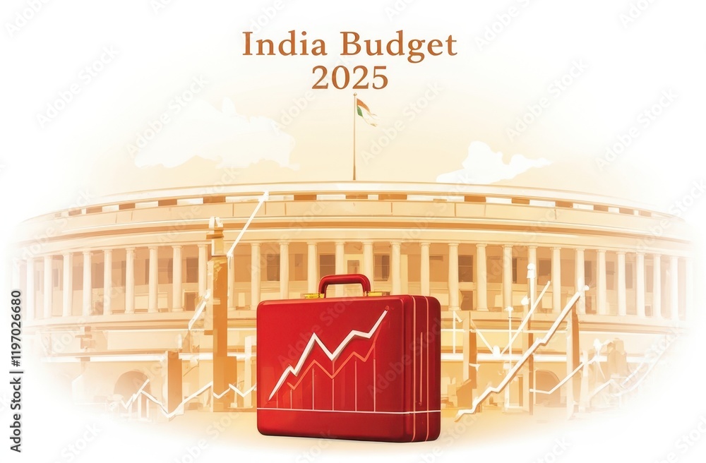conceptual illustration for Indian union budget for the financial year ...