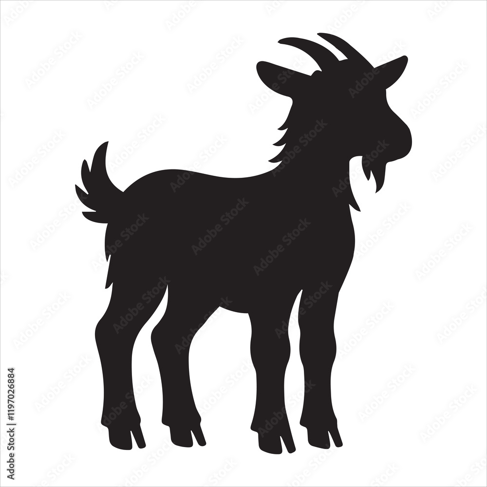 Goat standing silhouette vector illustration, ‎Domestic Goat animal ...