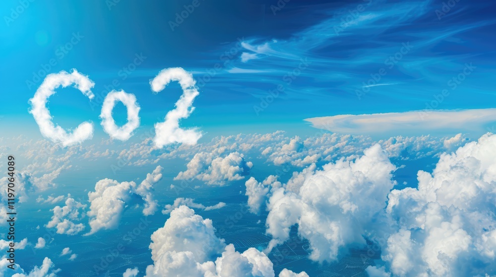 CO2 text made of clouds in the sky: Climate change concept and global ...