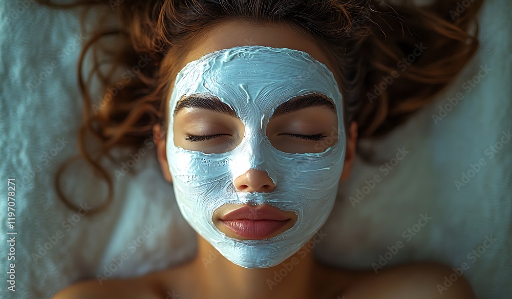 Relaxing Spa Facial Treatment for Women: White Face Mask, Serene ...