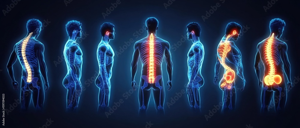 Ilustración de Stock Human Spine Anatomy Postures Medical Illustration ...