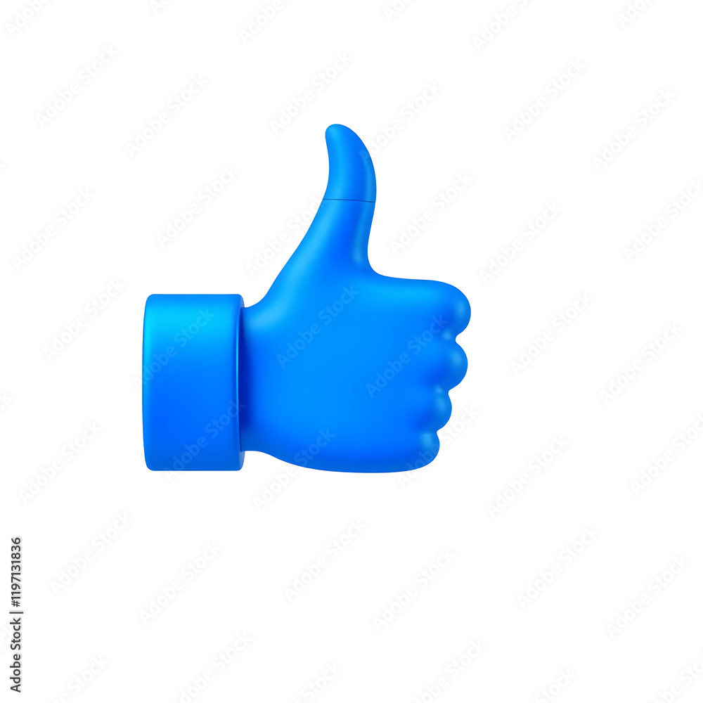 Blue thumbs up isolated on transparent background. Like symbol, cut out ...