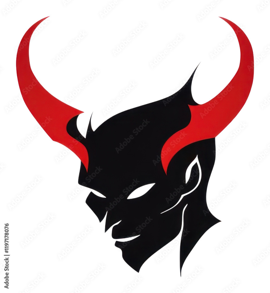 PNG Devil Lucifer logo moustache cartoon. Stock Illustration | Adobe Stock