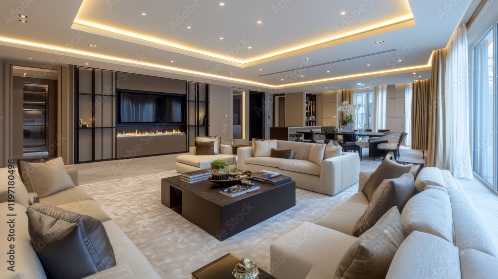 Suspended ceiling with modern LED lighting being installed in a ...