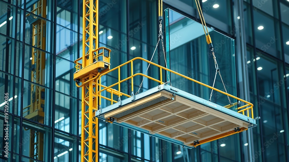 Suspended Platform Glass Curtain Wall Installation - Detailed View ...