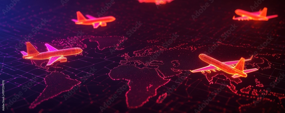 aviationbusiness logistics globalnetwork concept. A vibrant digital ...