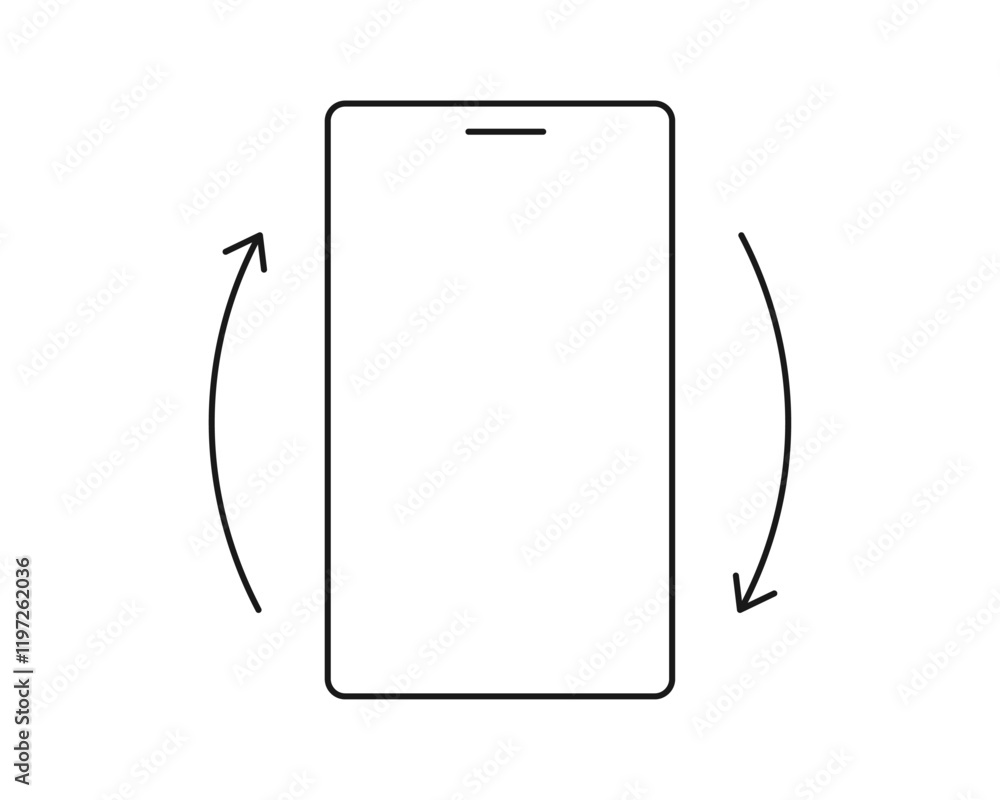 Rotate Mobile Phone icon, rotation symbol with arrows set. Turn device, screen. Ui button, web ...