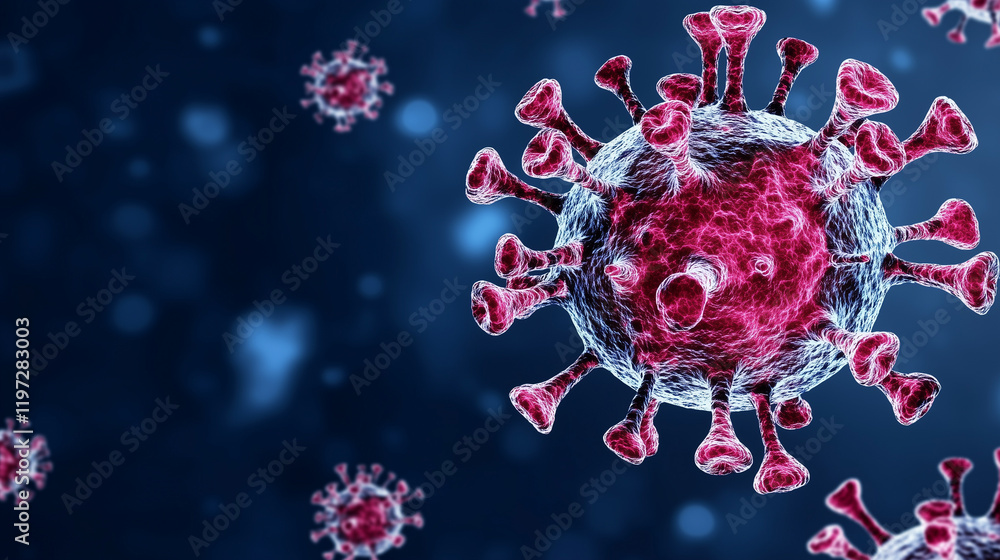 Human metapneumovirus disease close-up under microscope. hMPV ...