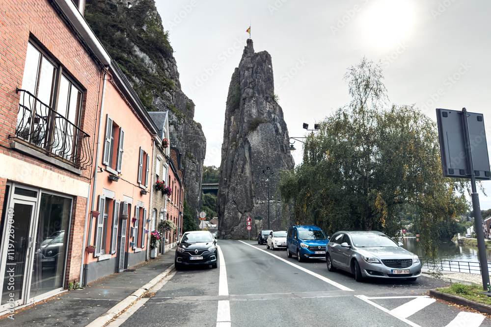 Rural road crossing impressive Bayard Rock, heading towards town of ...