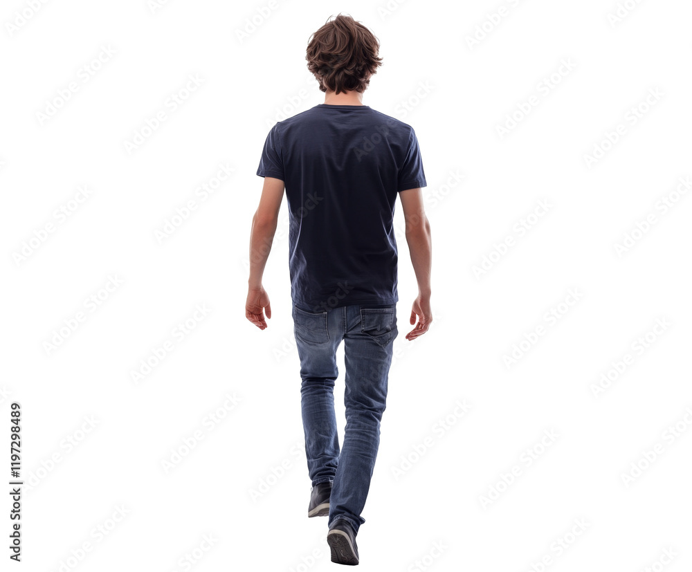 Stylish Man Walking Away - Back View Portrait , isolated on white ...