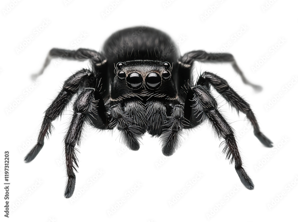 Black spider on cutout studio environment high fidelity detail isolated ...
