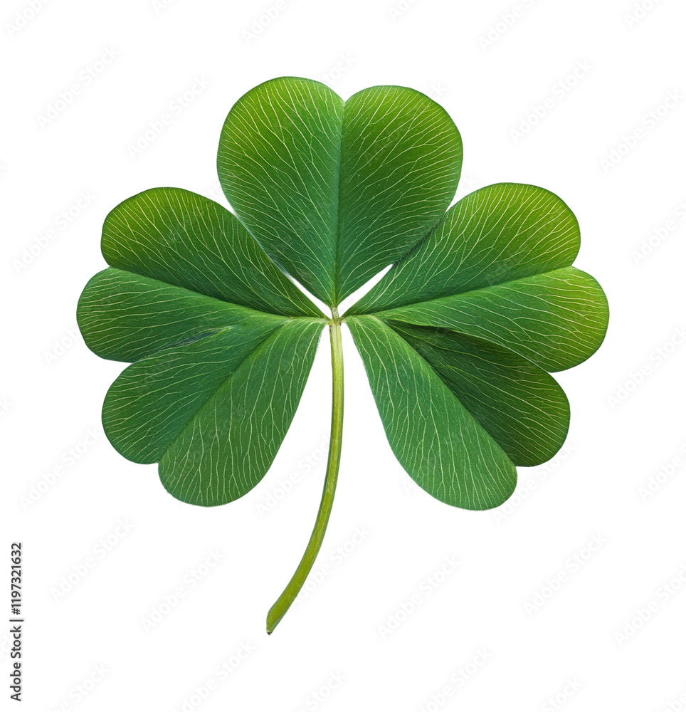 Five leaf clover close-up on nature studio environment view symbol of luck isolated on ...