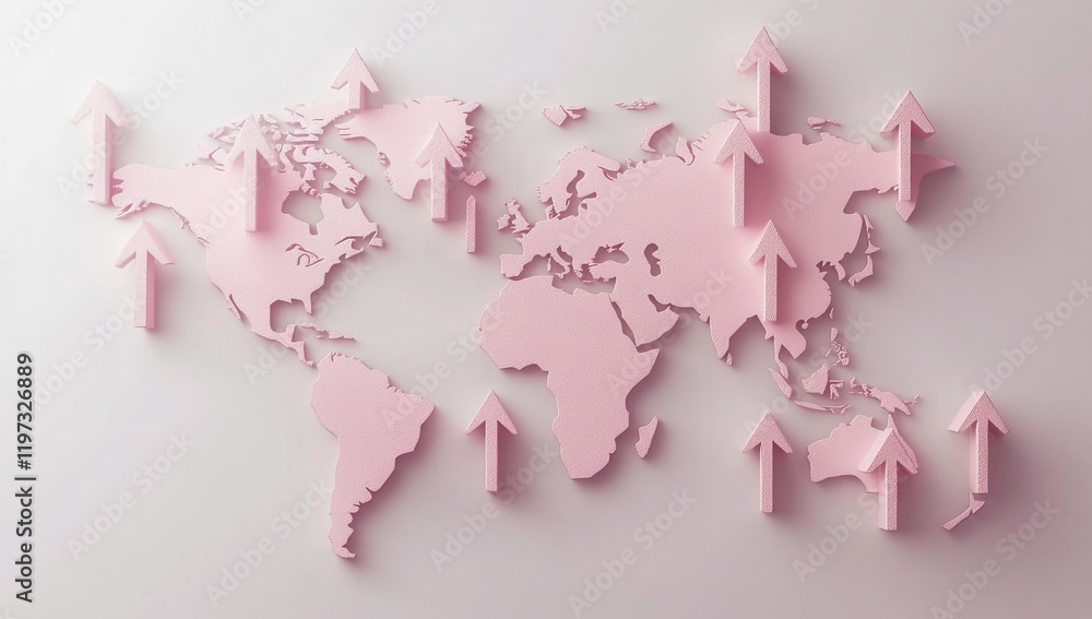 "3D World Map Illustrates Global Business Growth and Positive Trade ...