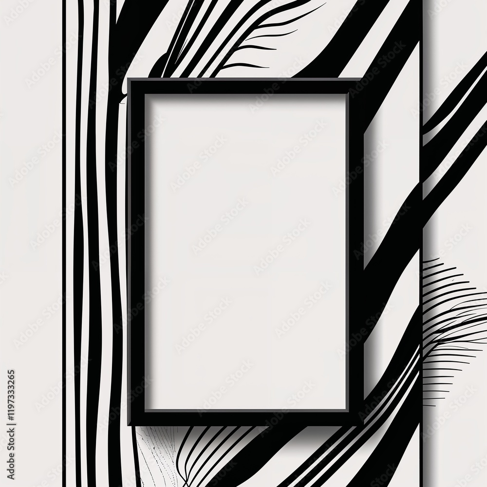 Simple black and white stripes in black white border frame pattern ...