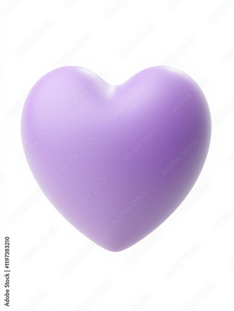 rounded 3d purple gradient heart, view from above, isolated on a ...