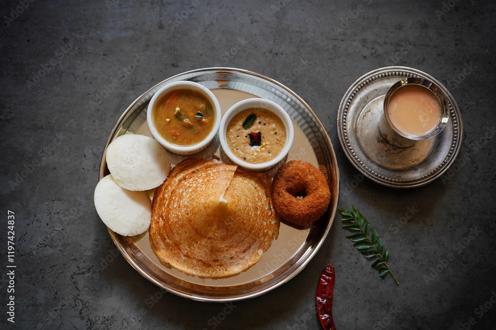 Homemade Triangle Dosa served with chutney sambar idli and vada | South ...