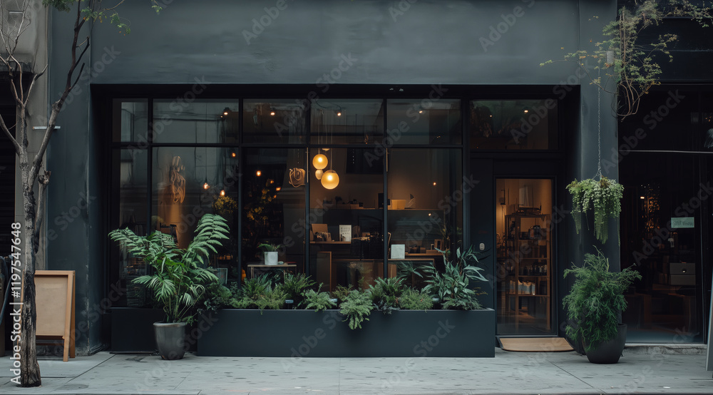 Mockup storefront, shop facade and window. Template for storefront ...