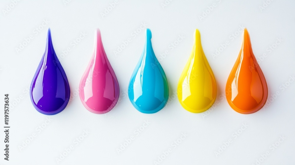 Spectrum of Vivid Colors in Teardrop Shapes Stock Photo | Adobe Stock