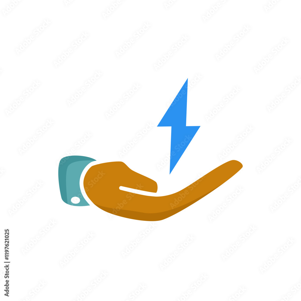 save energy icon, control electricity power, hand saving consumption ...