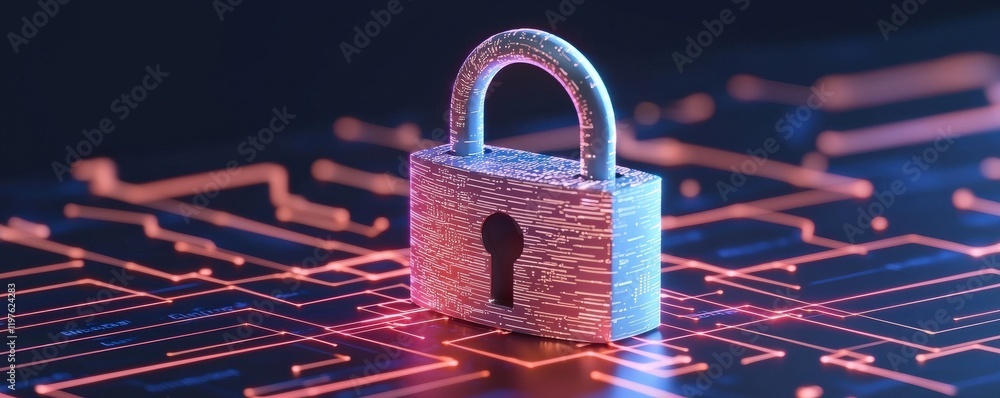 security researchers risk assessment monitoring concept. Digital lock ...