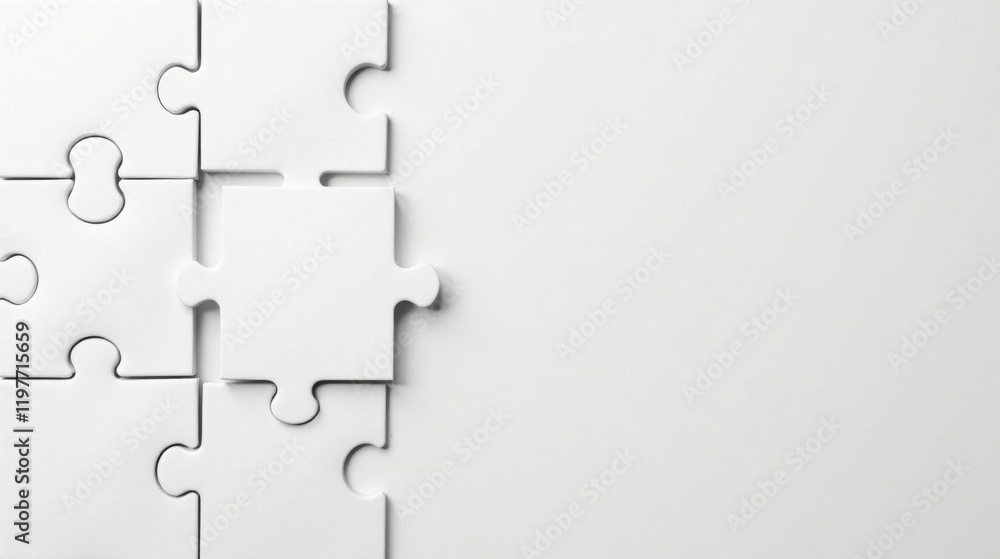 White Puzzle Pieces Forming a Vertical Line with Ample Copy Space for ...