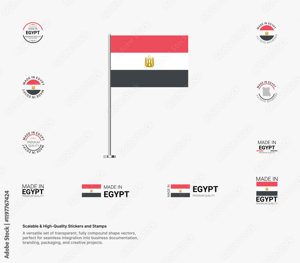 Made in Egypt Stamps, Flag, Tags, labels, Seals, Icons. Creative ...