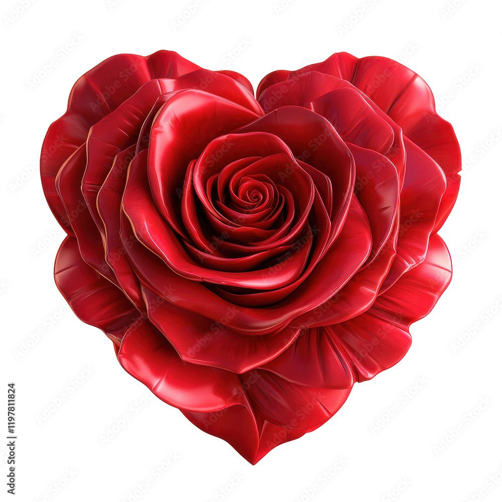 Rosa roja hecha de plastilina con forma de corazon, sobre fondo ...