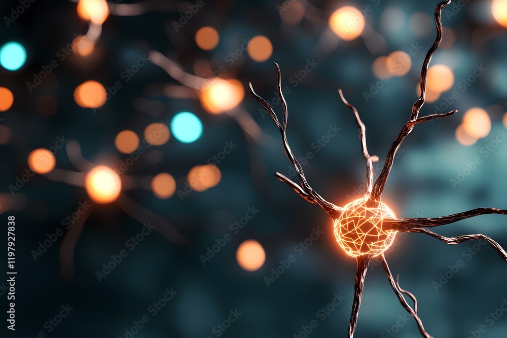 Neural activity visualization scientific research lab 3d render digital ...