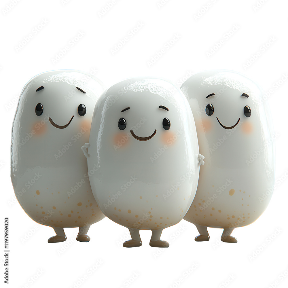 Cute cartoon characters standing together with cheerful expressions and ...