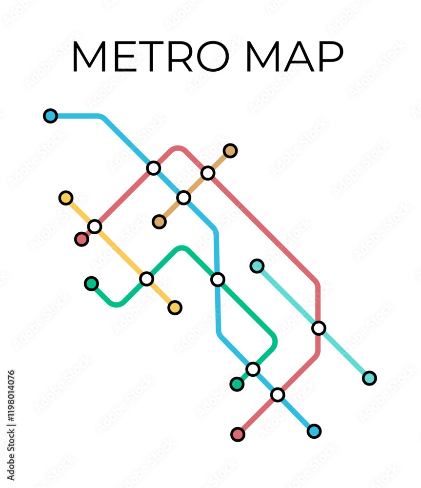 Vector de Stock Metro stations and plan of subway with. Fictional metro ...