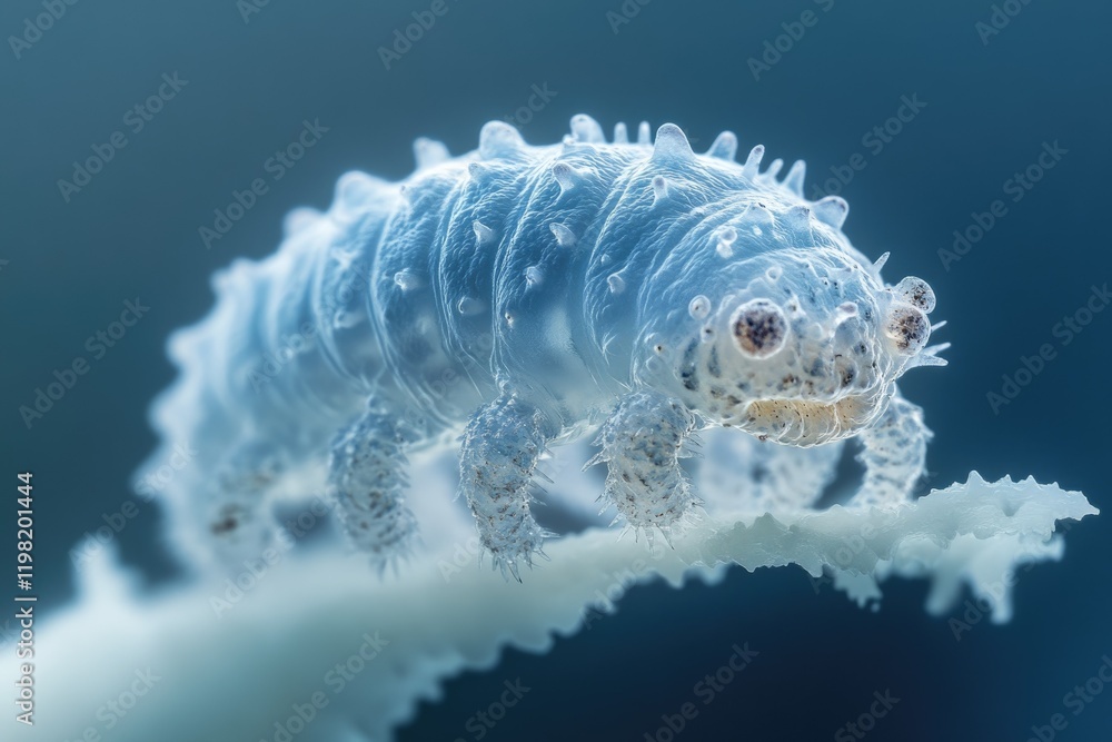 Microscopic tardigrade, also known as a water bear, crawling on a ...