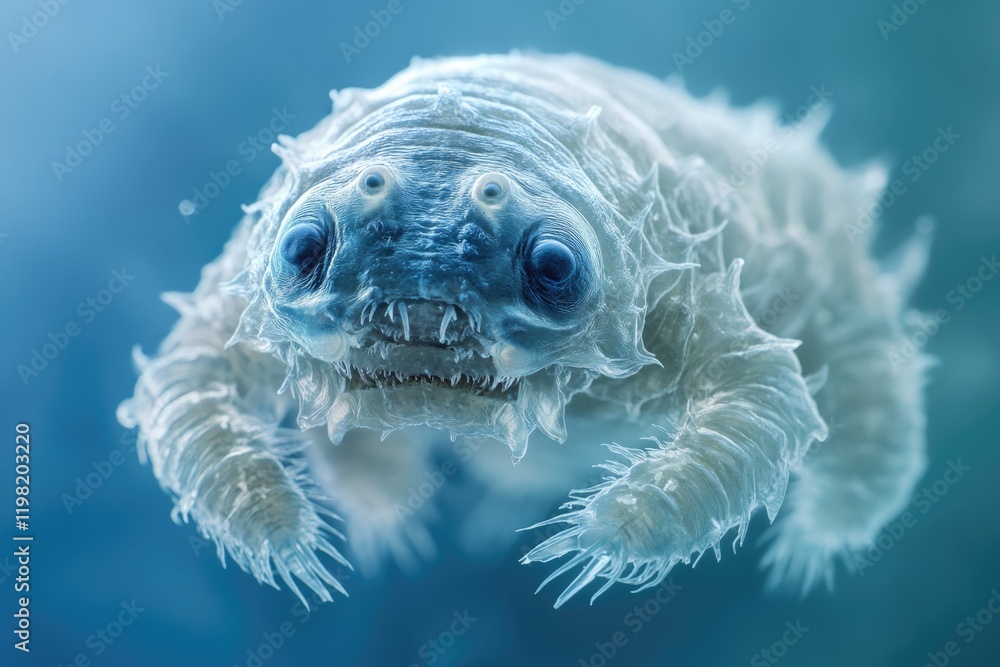 Microscopic tardigrade, also known as a water bear, showcasing its ...