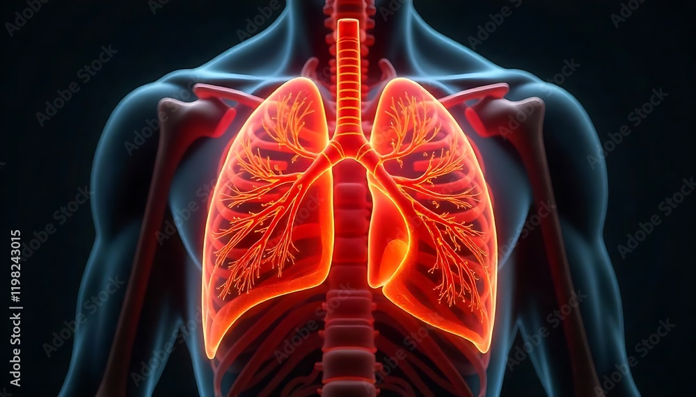 Ilustración de Stock Human chest anatomy, illustration, The respiratory ...