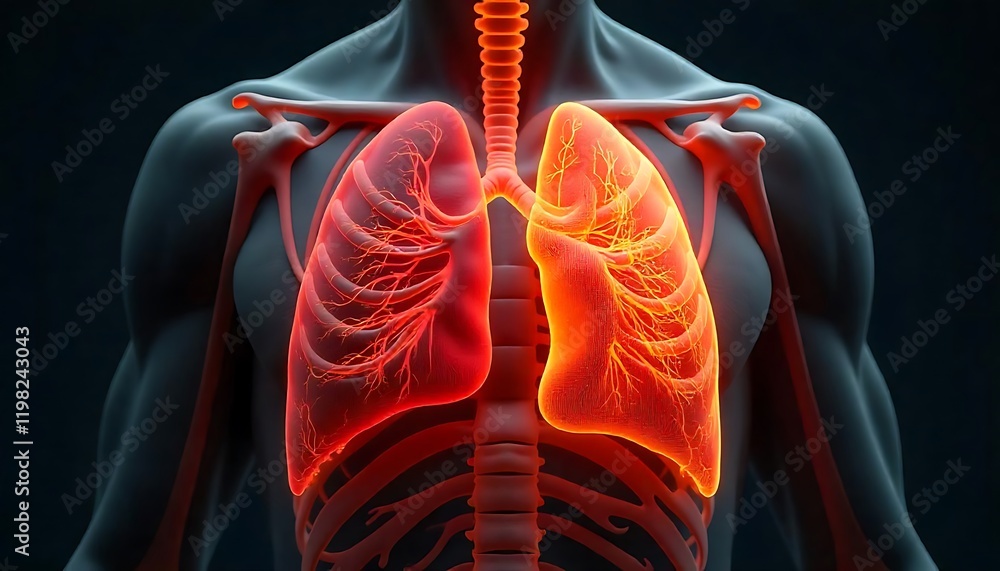 Human chest anatomy, illustration, The respiratory system, anatomical ...
