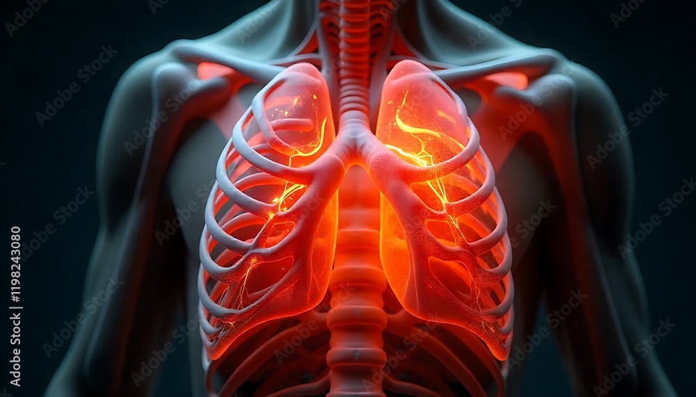 Ilustración de Stock Human chest anatomy, illustration, The respiratory ...