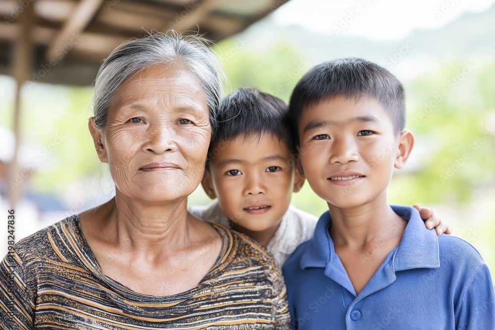 Karen women with children in the Mae Sot region of Thailand, showcasing ...