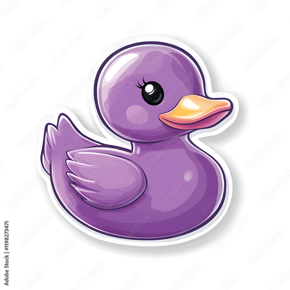 Purple Rubber Duck Sticker Vector Art on White Background Stock ...