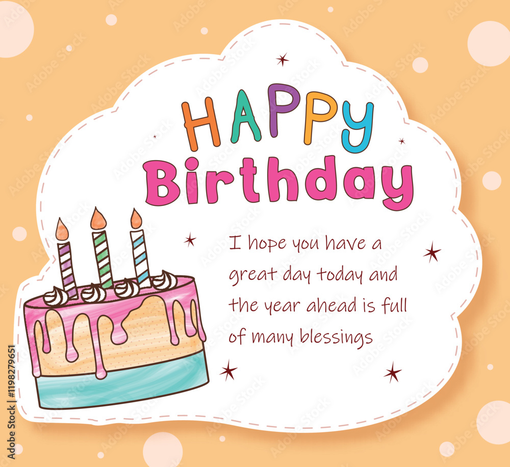 Happy birthday greeting card clipart template. Happy birthday greeting ...