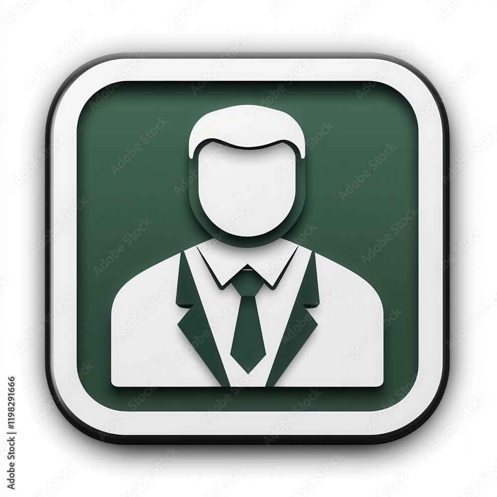 Professional Businessman Icon Green Background Square Button User ...