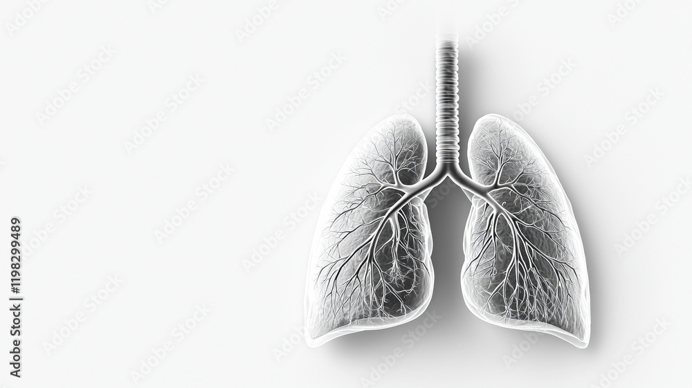 Anatomical diagram of respiratory system showing detailed lungs Stock Illustration | Adobe Stock