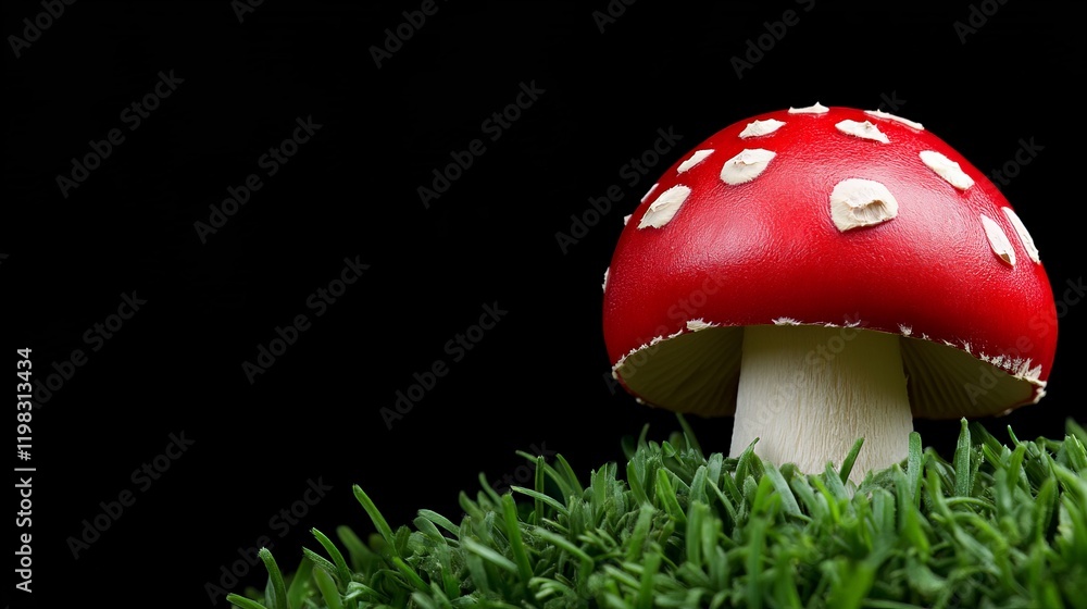 Red Toadstool in Focus: A solitary red and white toadstool stands tall ...