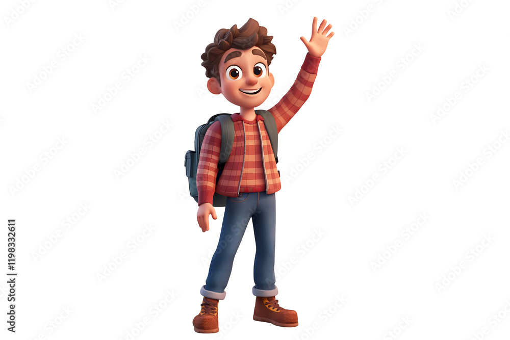 Student Raising Their Hand. 3D cartoon character, isolated on ...