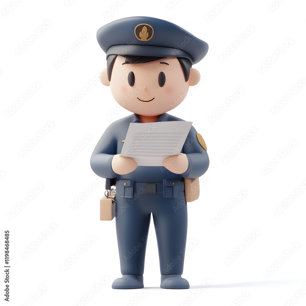 Police officer reading report urban environment cartoon illustration ...