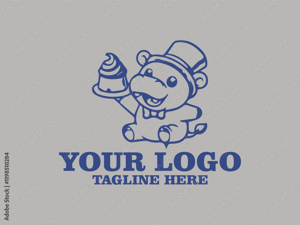 Vector illustration of a cute pygmy hippo adorable pygmy hippo, its ...